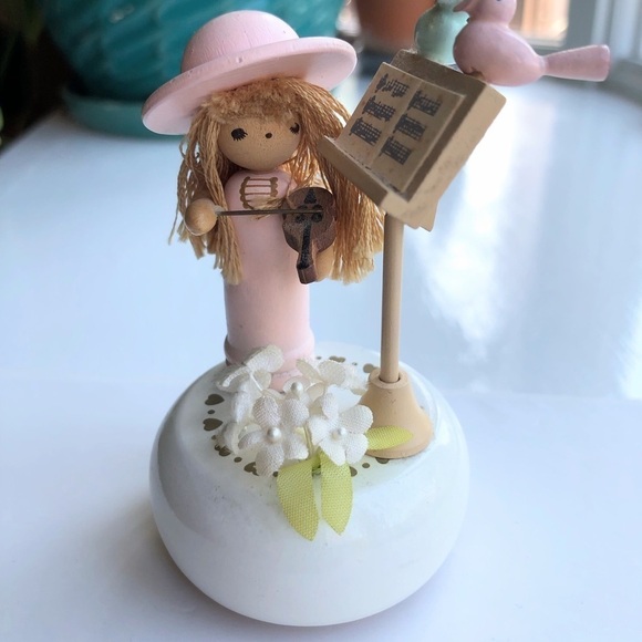 Vintage | Accents | Vintage Wooden Miniature Rotating Music Box Girl ...